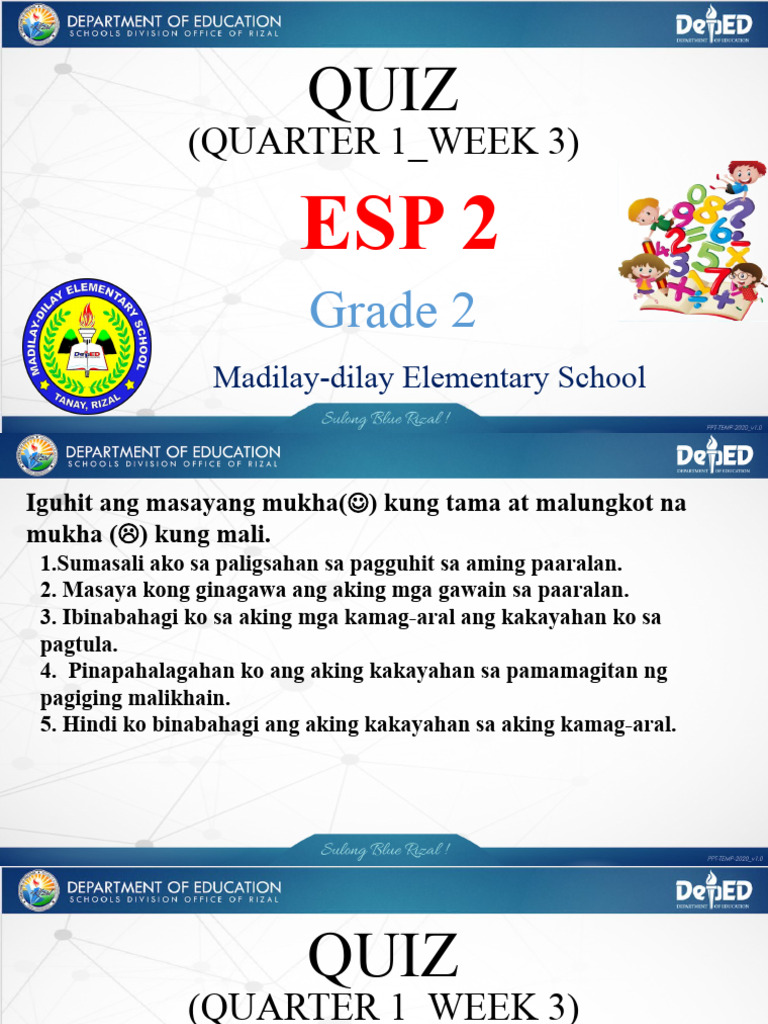 Grade 2-Week 3 - Quizes Melc-Based | PDF