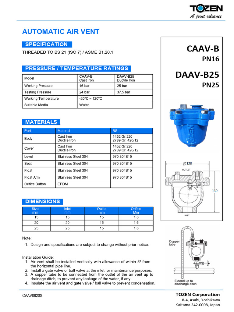 447 - en - CAAV - DAAV (CAAV0620S) | PDF | Valve | Pipe (Fluid Conveyance)
