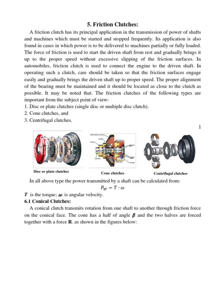 Friction Clutches 2020 Compressed | PDF | Clutch | Force