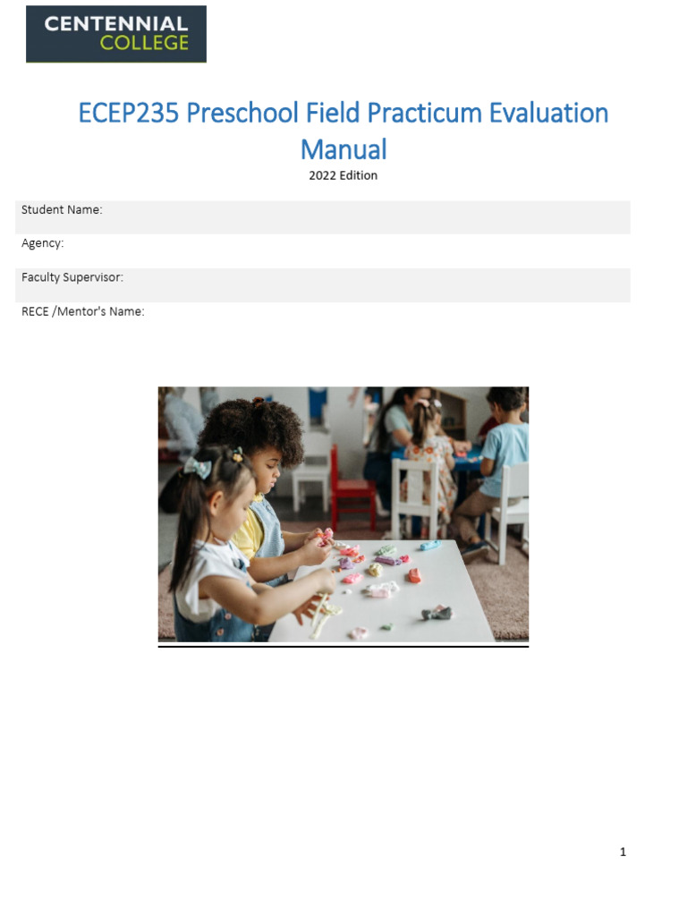 ECEP235 Preschool Field Practicum Evaluation Manual (2022 Edition) -1 | PDF