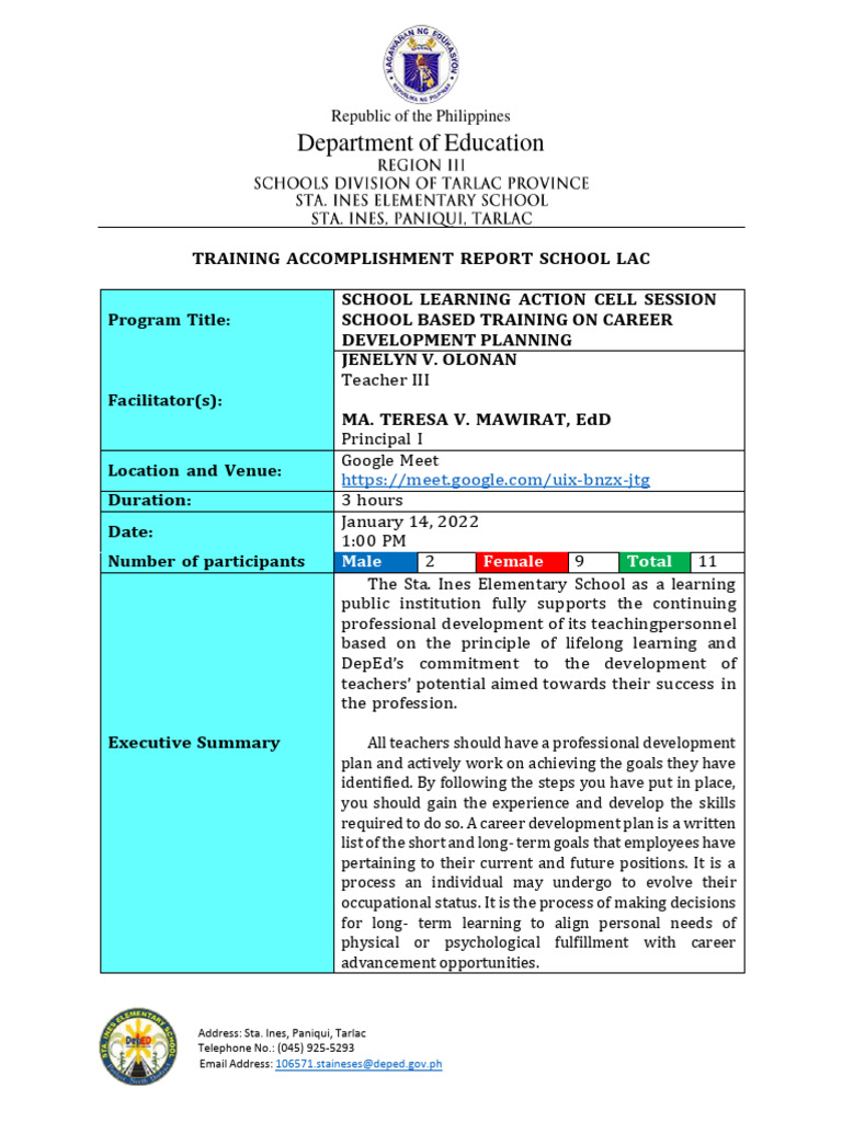SLAC January 2022 Accomplishment Report | PDF