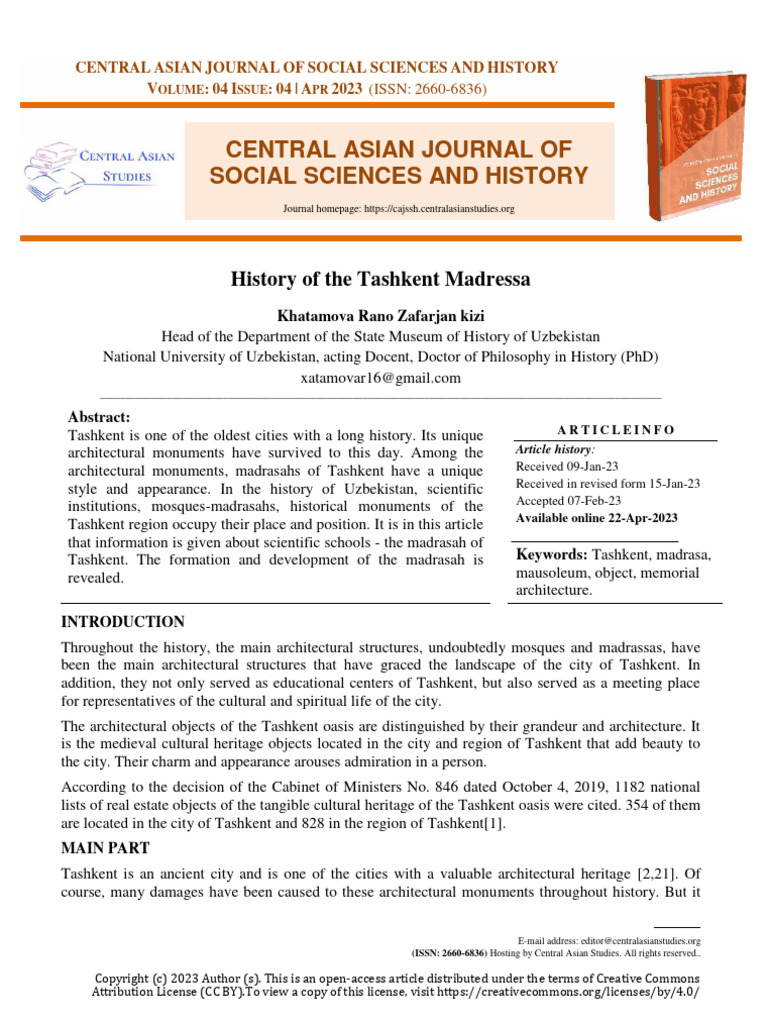 History of The Tashkent Madressa | PDF
