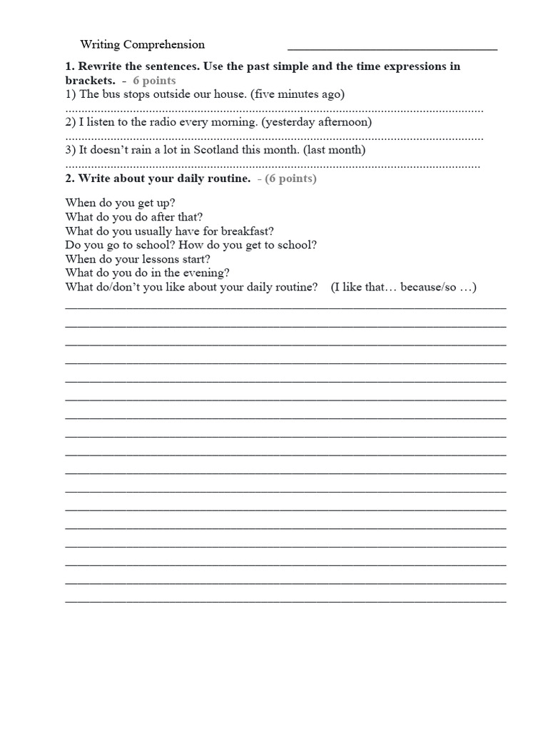 Writing Comprehension Exercises | PDF