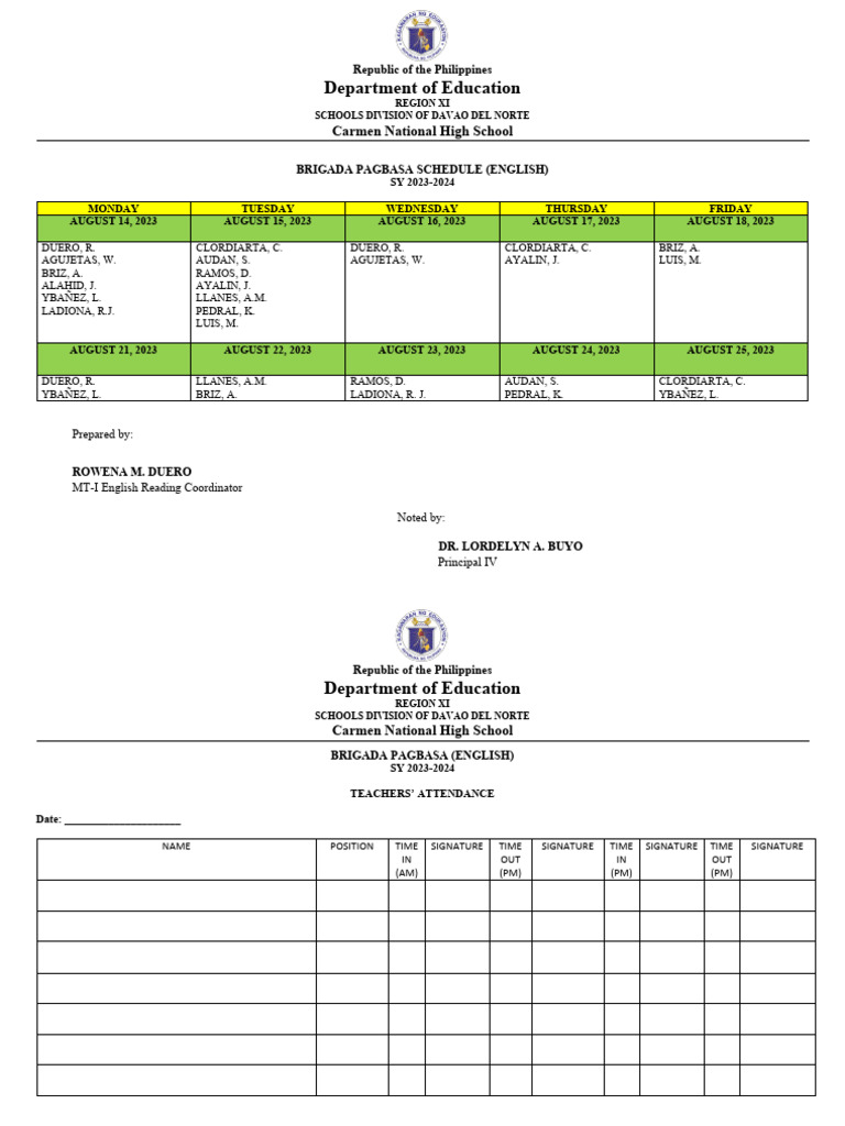 Brigada Pagbasa 2023 2024 | PDF