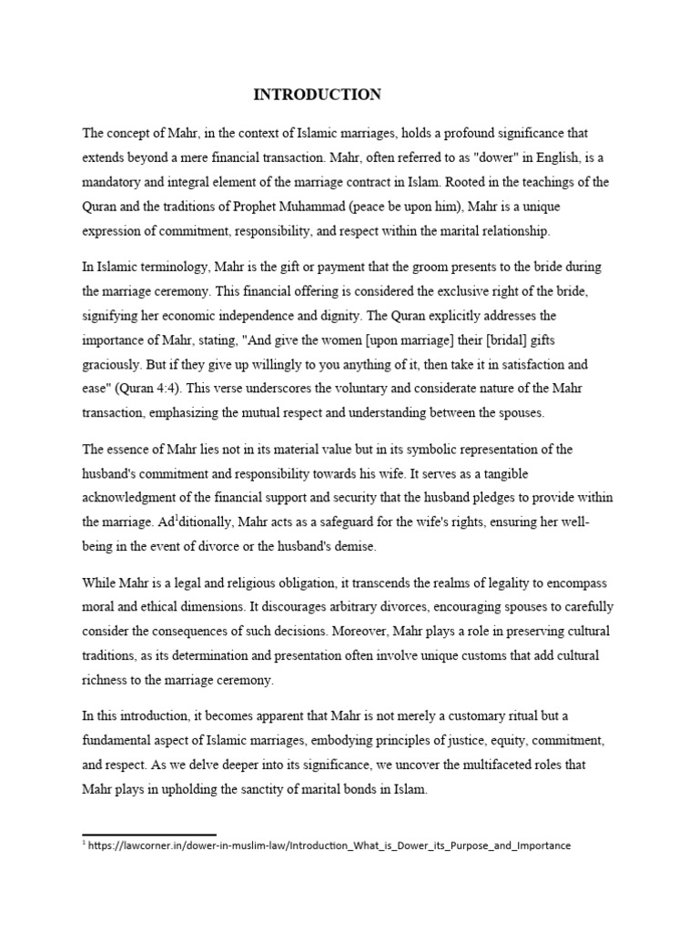 Importance of Mahr in Islam | PDF | Marriage | Marriage, Unions And ...