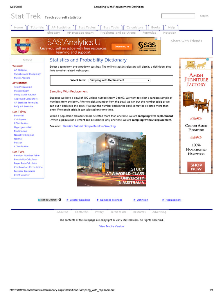 Sampling With Replacement - Definition | PDF | Sampling (Statistics) | Statistics