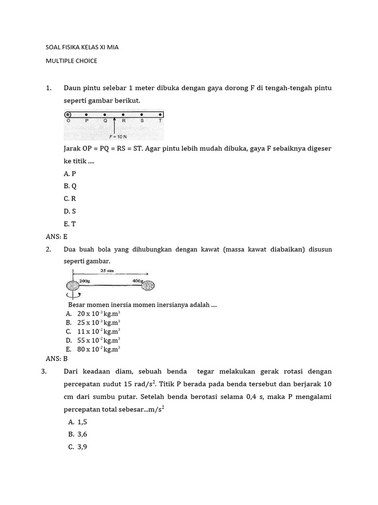 Soal Fisika Kelas Xi Mia | PDF Soal Fisika Kelas Xi Mia | PDF