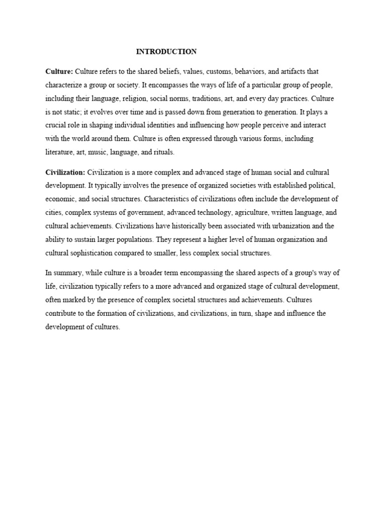 Culture and Civilization | PDF | Civilization | Society