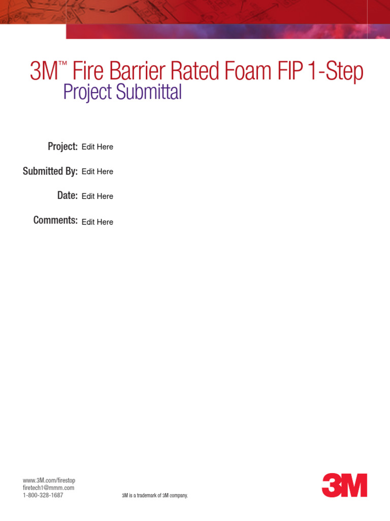 3M TM Fire Barrier Rated Foam FIP 1 Step Submittal Package | PDF | Pipe ...