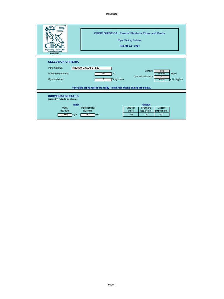 CIBSE Pipe Sizing V2.2 | PDF | Pipe (Fluid Conveyance) | Fluid Dynamics