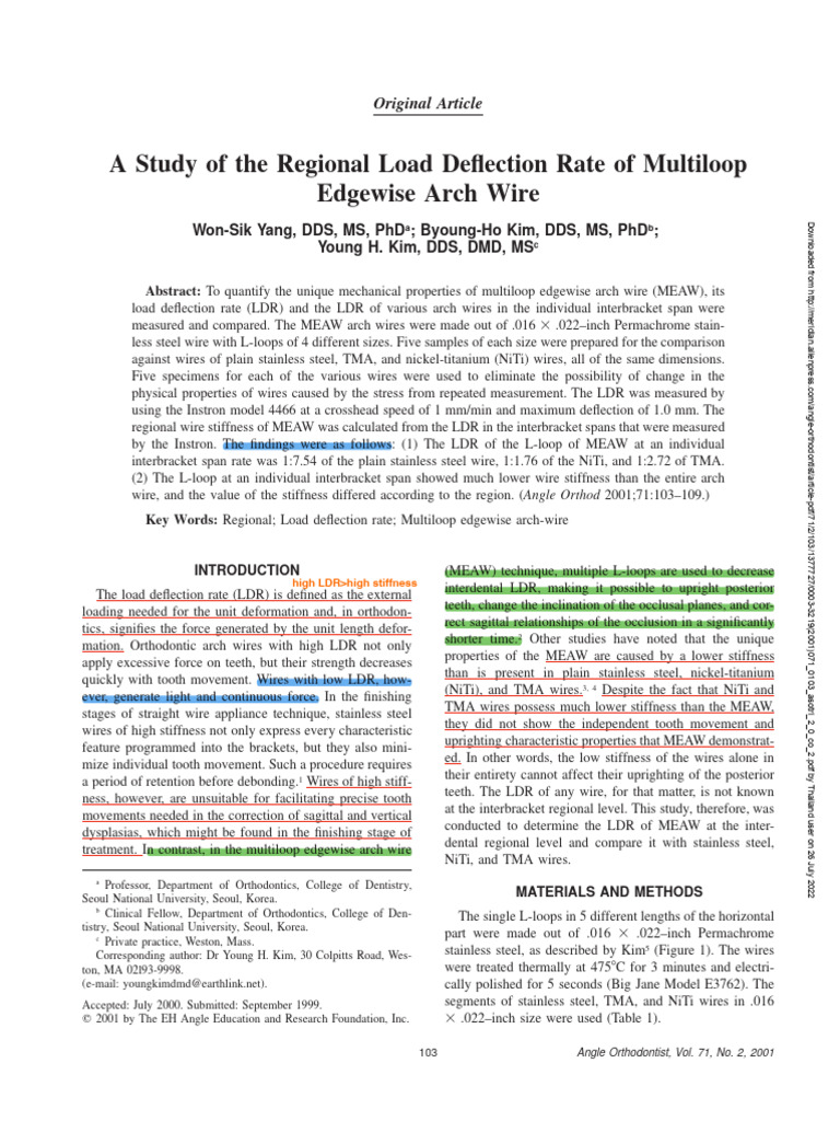 1 A Study of The Regional Load Deflection Rate of Multiloop Edgewise ...