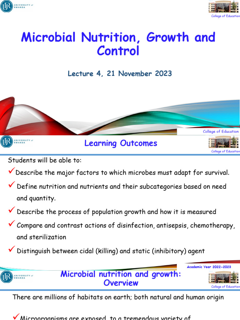 Lecrure 4 - Microbial Nutrition, Growth and Control | PDF