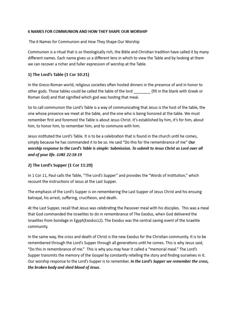 COMMUNION | PDF | Eucharist | Last Supper
