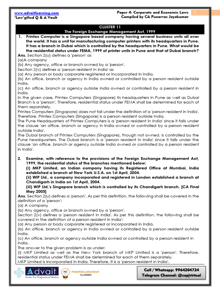 Cluster 11 FEMA | PDF | Foreign Exchange Market | Reserve Bank Of India