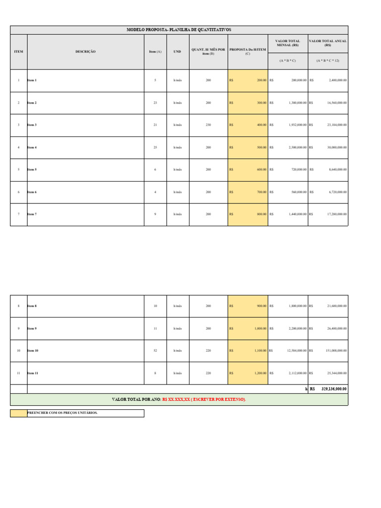 Modelo Proposta Excel | PDF