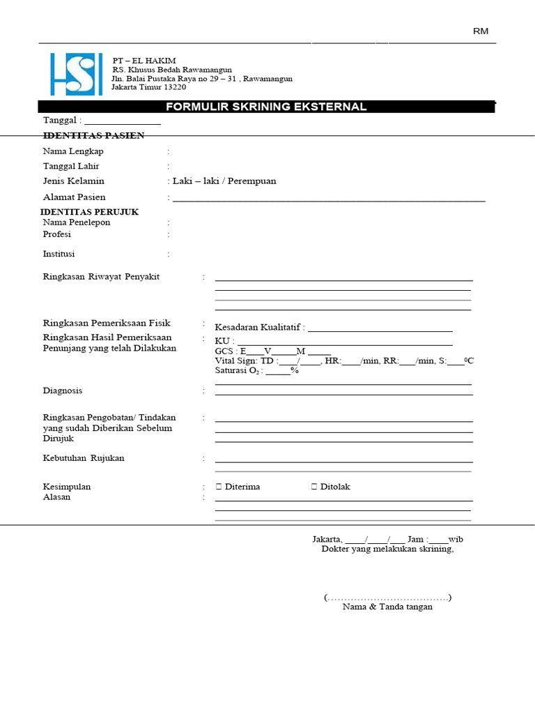 Formulir Skrinig Ekternal | PDF | Pengembangan Diri | Sains & Matematika