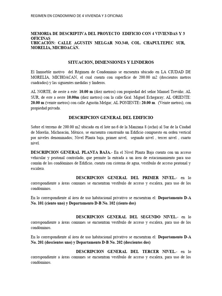 Memoria descriptiva EDIFICIO ECHEGARAY | PDF