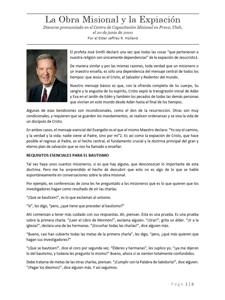 La Obra Misional y La Expiacio N - Elder Holland | PDF | Salvación | Jesús