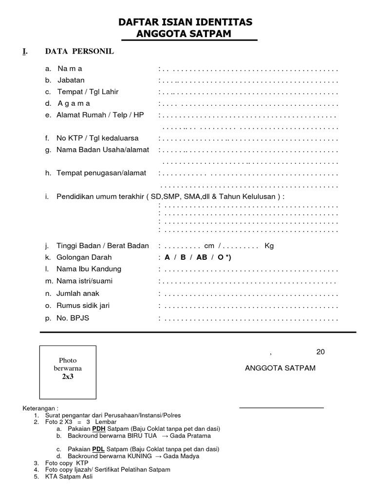 FORMULIR - KTA POLDA Kosong | PDF