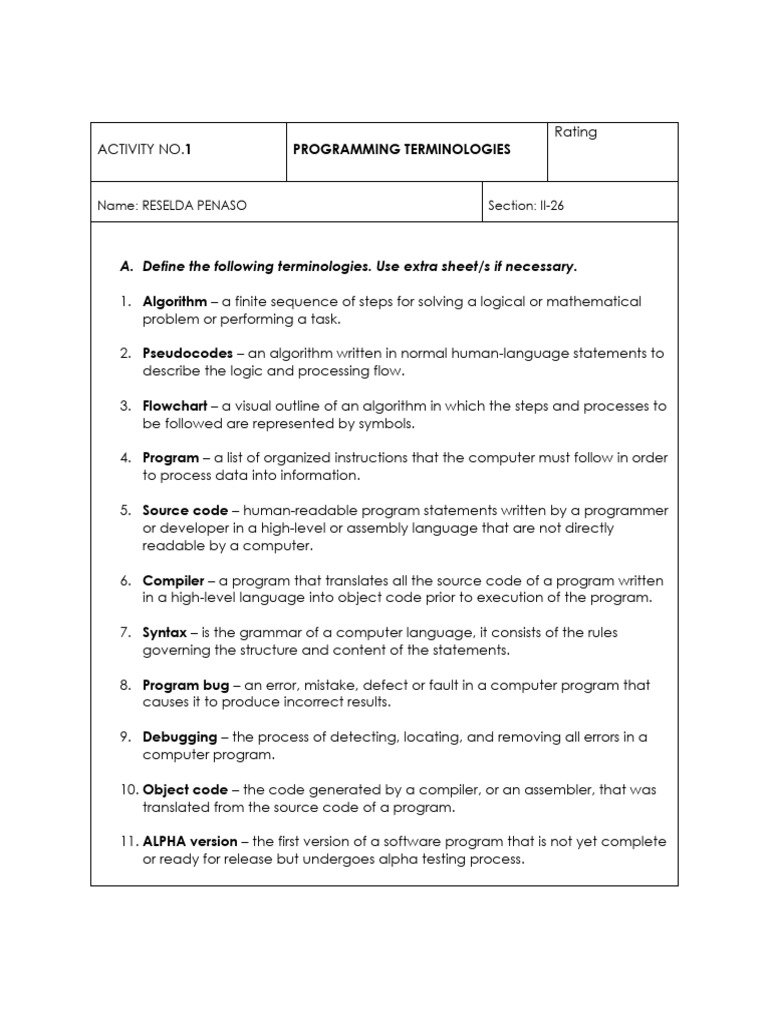 Programming Terminologies | PDF Programming Terminologies | PDF