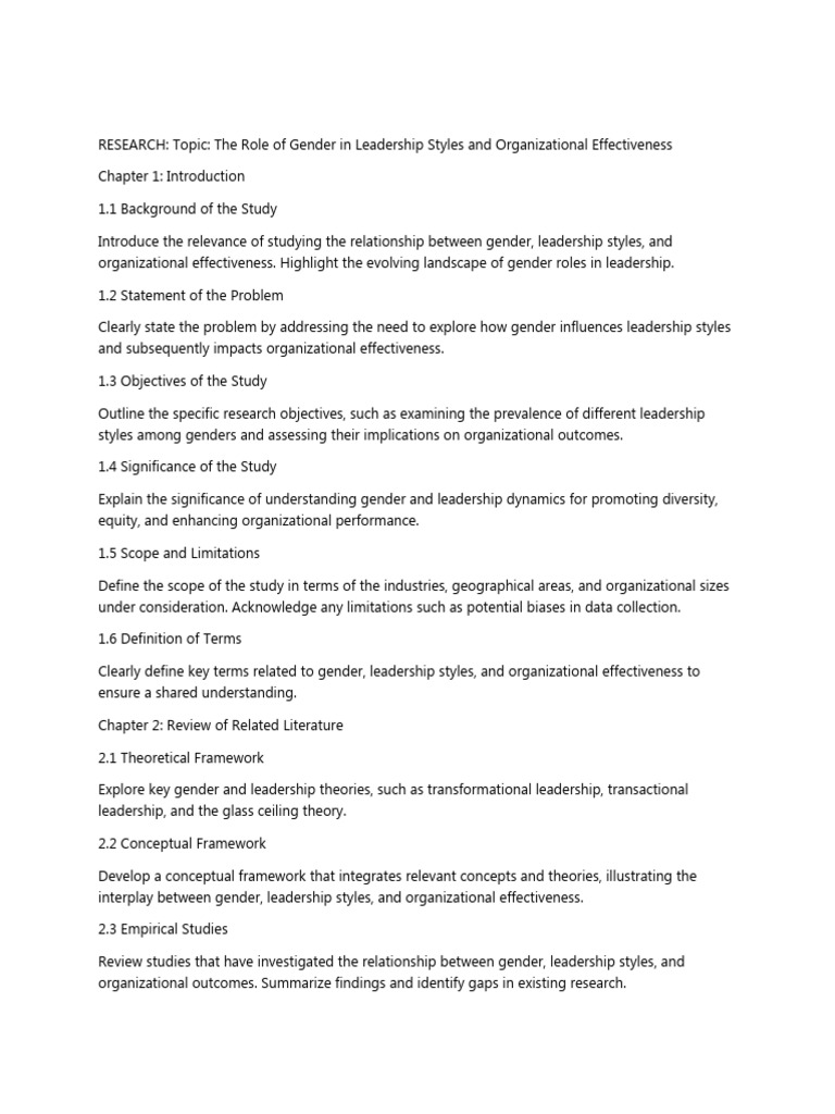 Research the Role of Gender | PDF | Leadership | Data Analysis