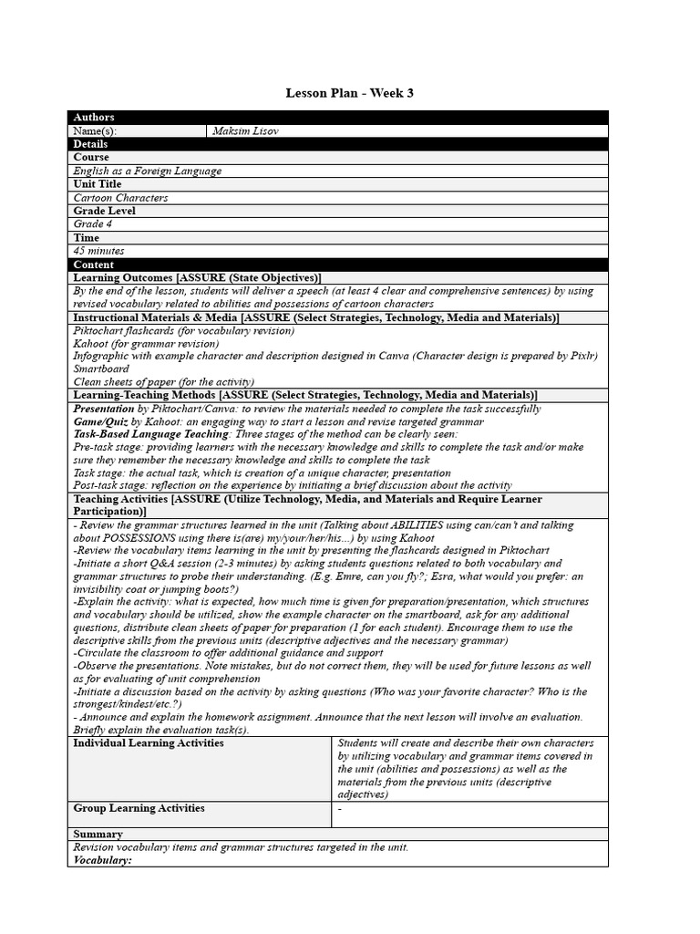 lesson plan 2 | PDF | Lesson Plan | Language Education