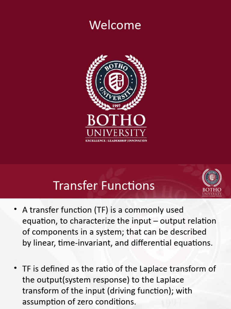 Lecture 4 Mathematical Modelling of Transfer Functions (Autosaved ... Lecture 4 Mathematical Modelling of Transfer Functions (Autosaved ...