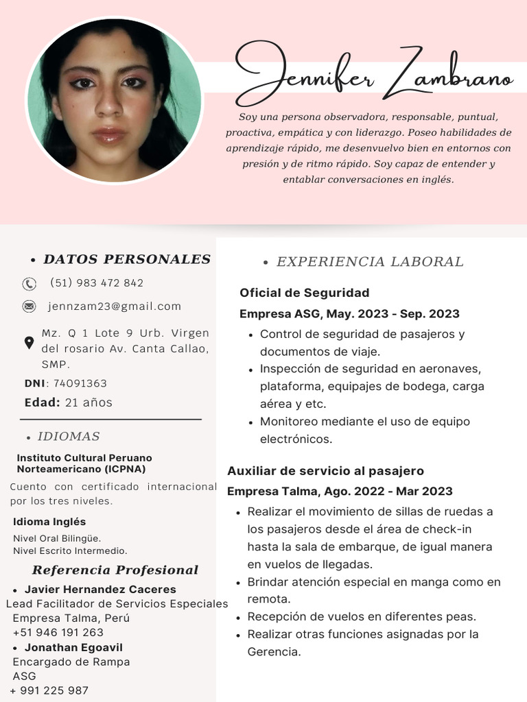 CV Jennifer Zambrano | PDF