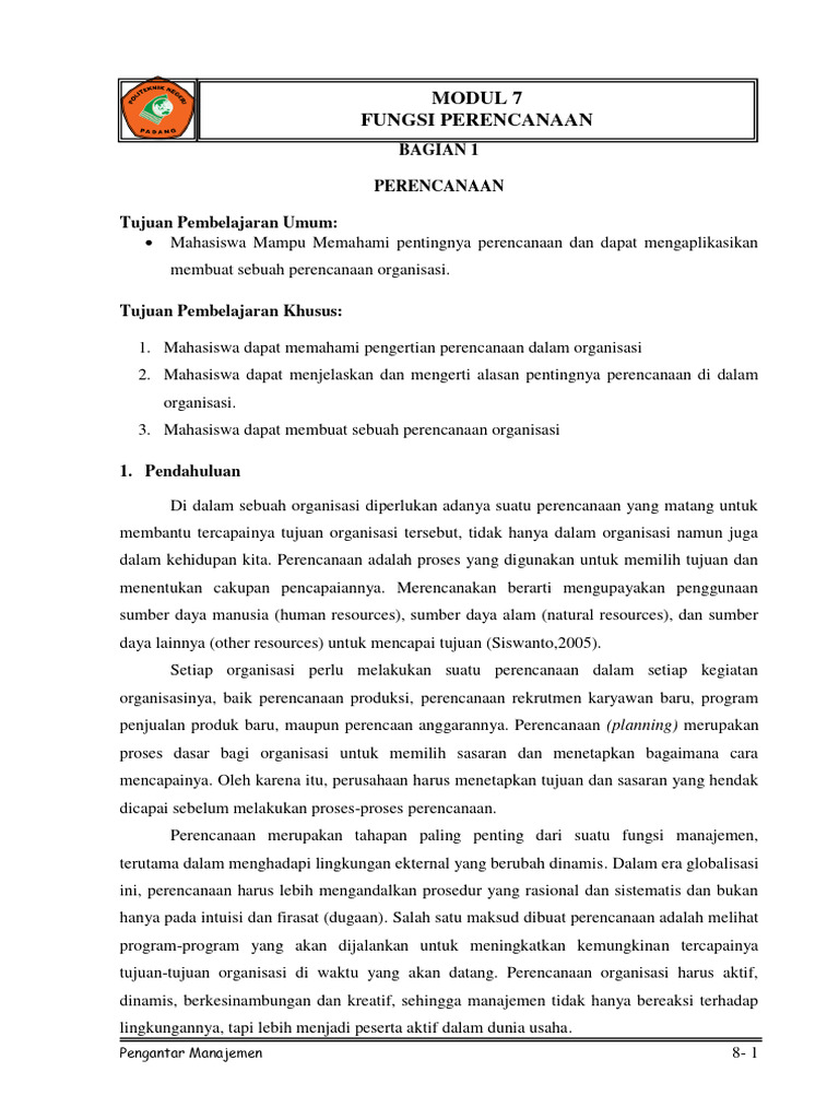 Modul PM Perencanaan | PDF