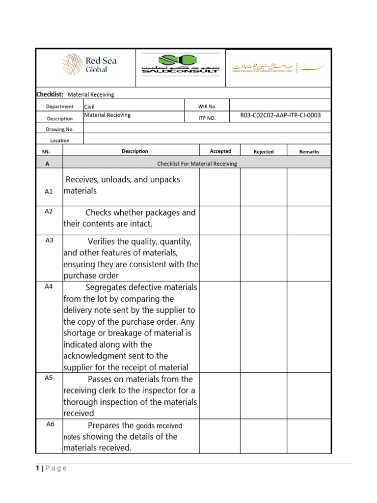 Civil Material & Site Checklist | PDF | Natural Materials | Materials