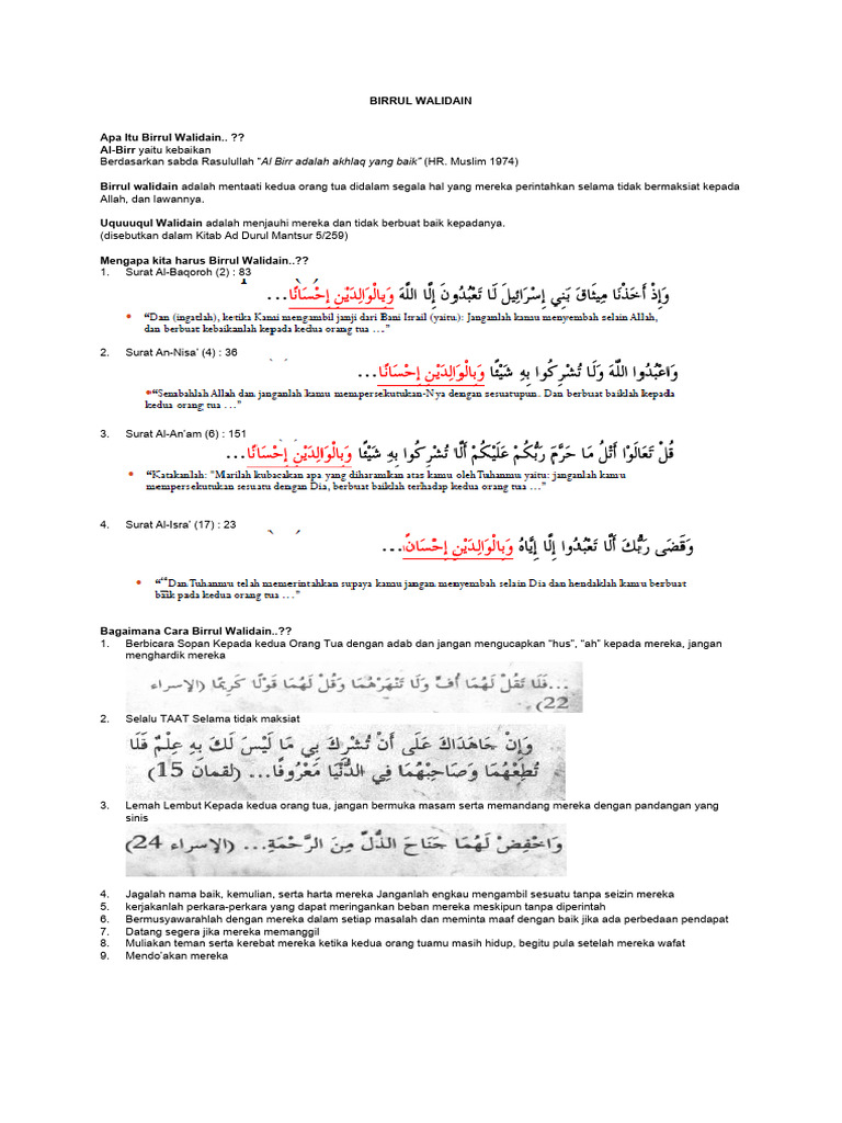 Birrul Walidain | PDF