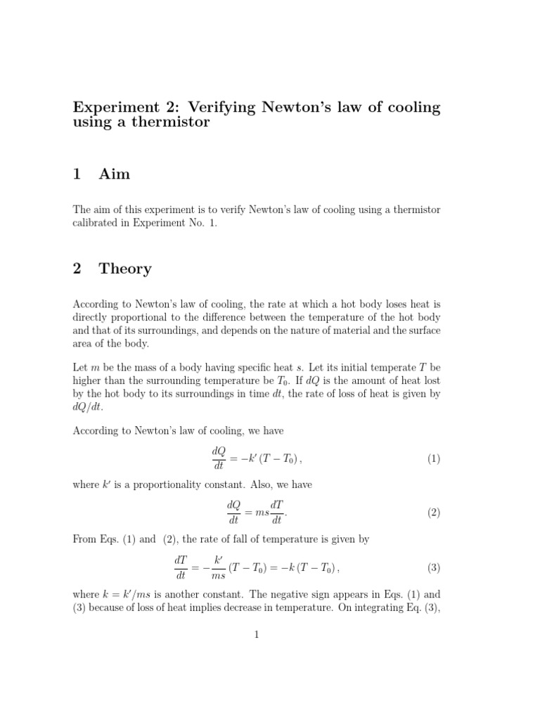 Newton Cooling | PDF