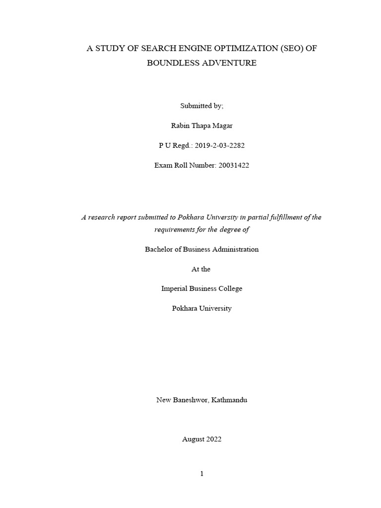 final-report-1 | PDF | Search Engine Optimization | Computing