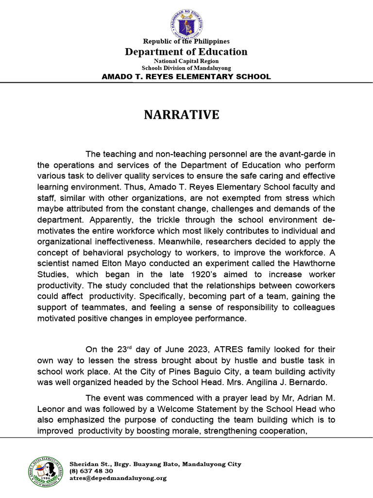 Team Building - Narrative | PDF