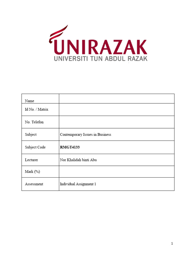 Individual Assignment 1 | PDF