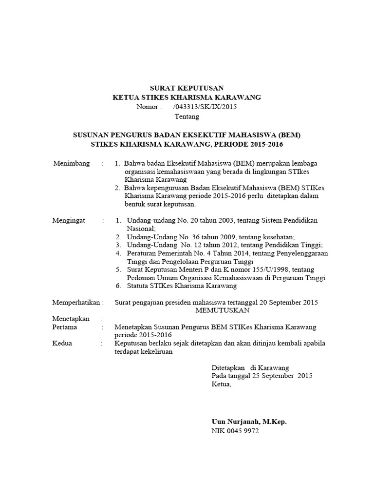 SK Pengurus Ormawa | PDF