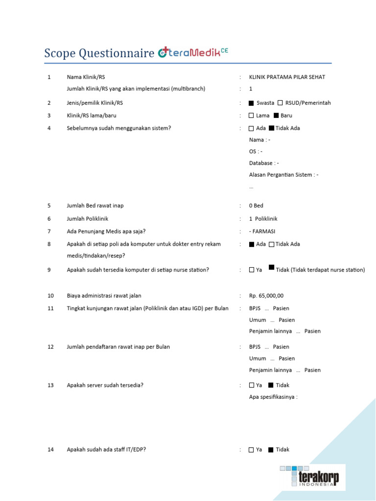 teraMedikCE - Scope Questionnaire Isi | PDF