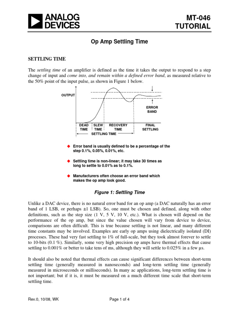 Op Amp Settling Time - MT-046 | PDF | Amplifier | Operational Amplifier