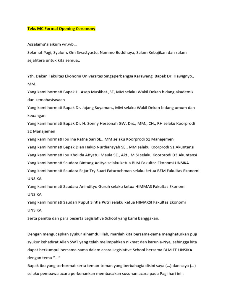 Teks MC Formal LS | PDF