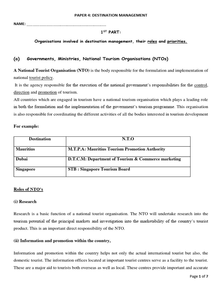 Destination Management- Organisations | PDF