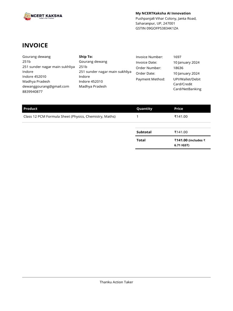 Invoice 1697 | PDF