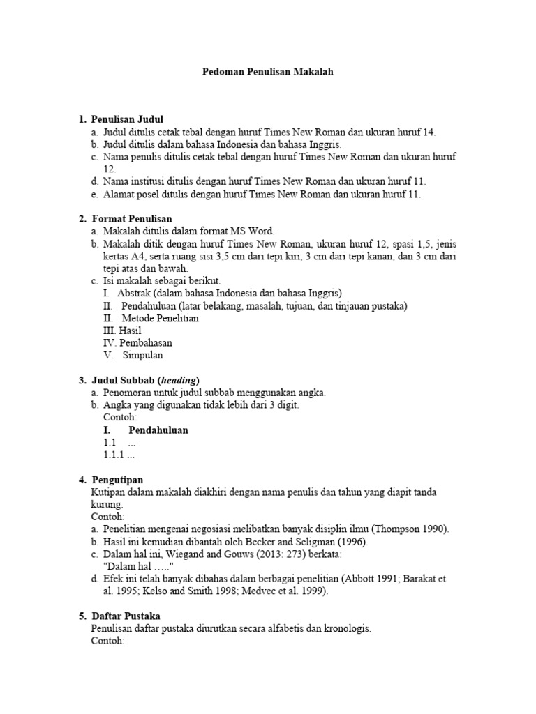 pedoman penulisan makalah | PDF