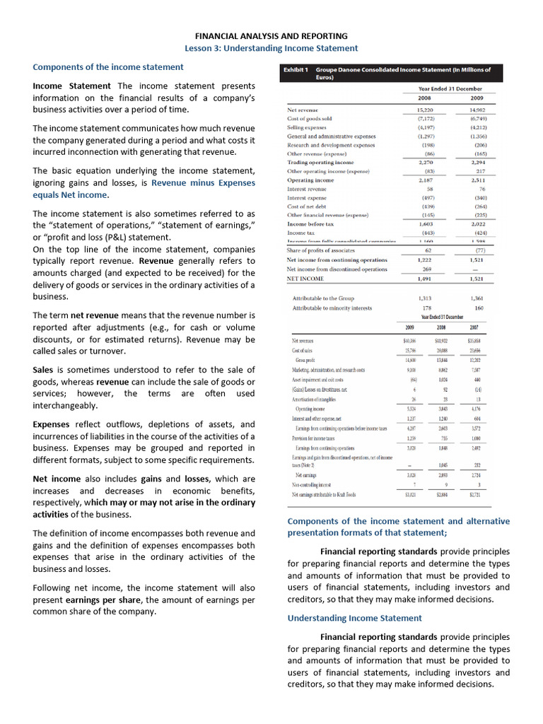 L3 Financial Analysis and Reporting | PDF | Income Statement | Revenue