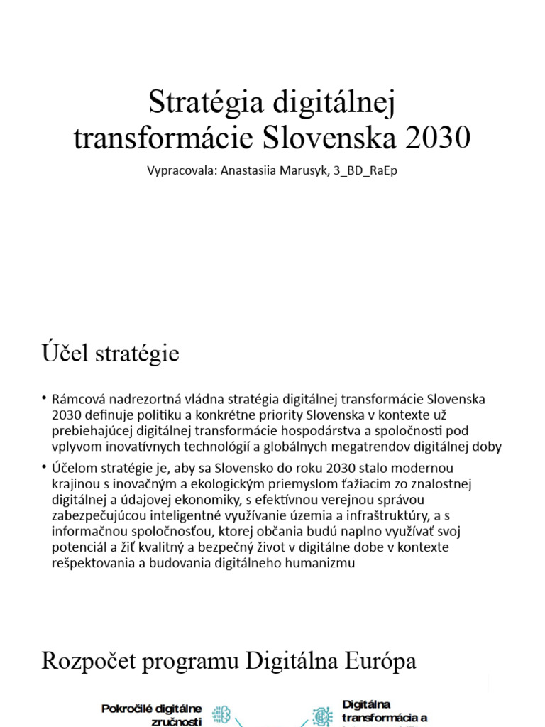 Stratégia Digitálnej Transformácie Slovenska 2030 | PDF
