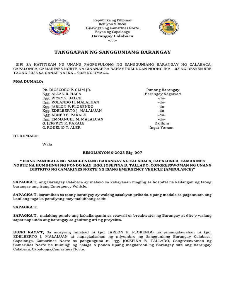 Resolution 007-Ambulance | PDF