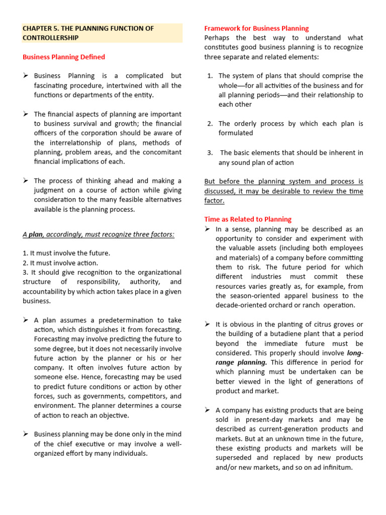 Chapter-5-Planning-Function | PDF | Strategic Planning | Planning