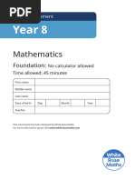 Year 8 Maths Exam Booklet Algebra Questions | PDF | Mathematics | Algebra
