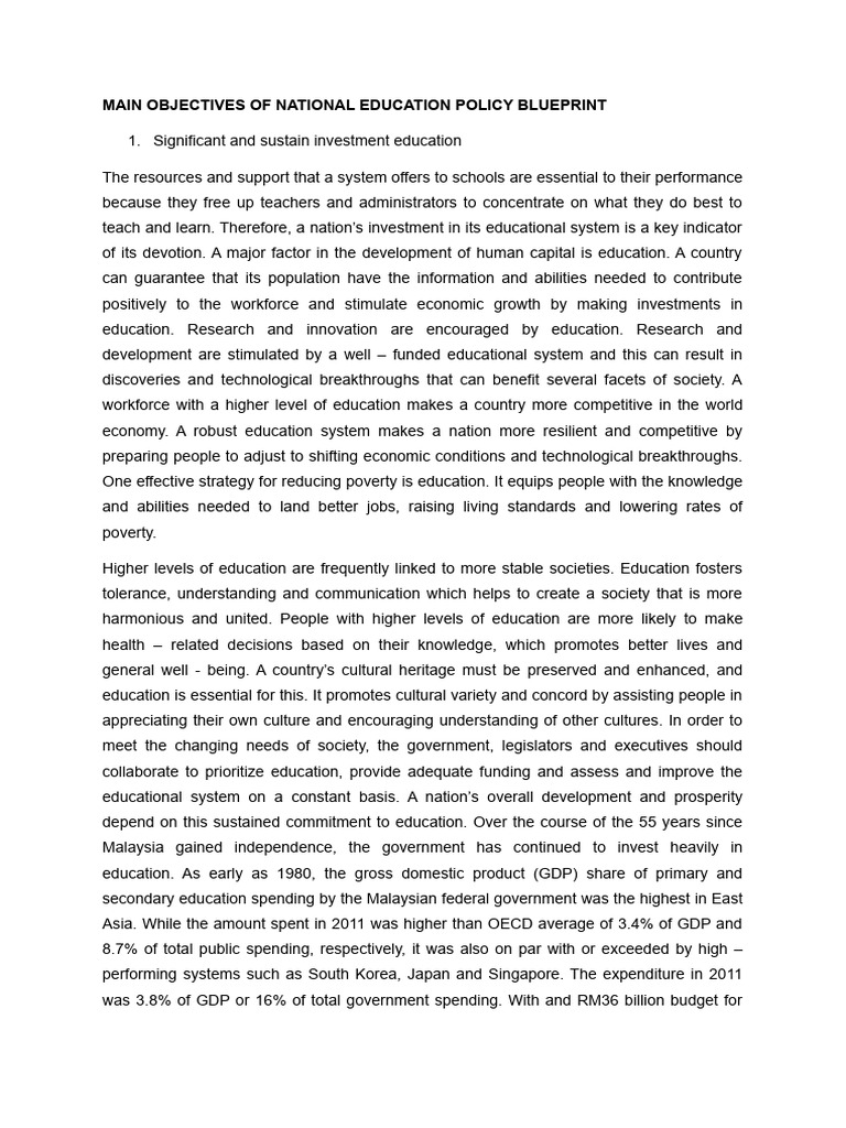 Malaysia's Education Blueprint | PDF | Government Spending | Knowledge