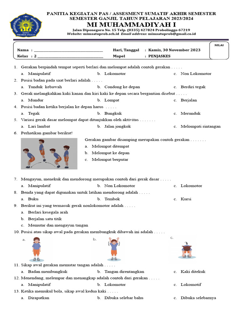 Soal Pas Pjok KLS 2 | PDF