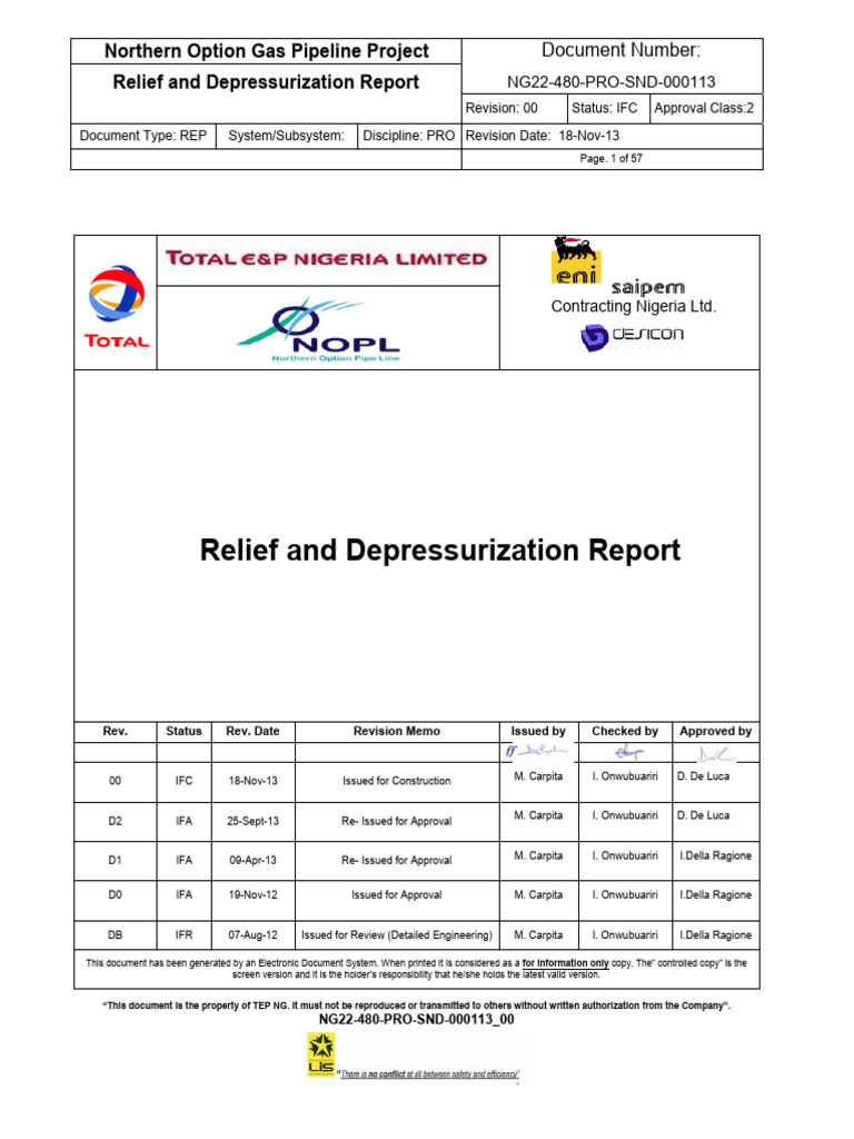 Relief Report | PDF | Fluid Dynamics | Pipeline Transport